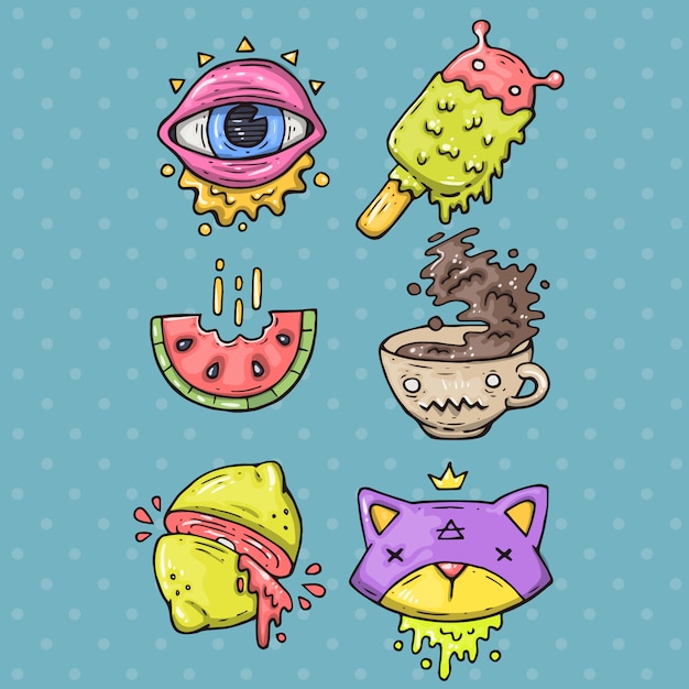Vibrant and Whimsical Collection of Quirky Illustrated Icons | Jiffy ...