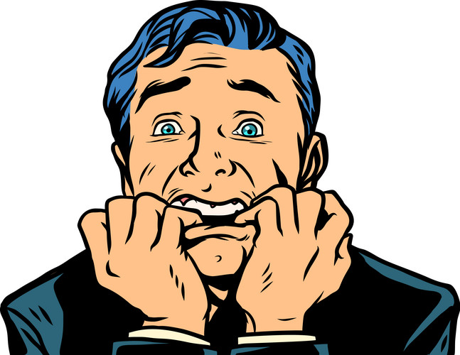 Scared Man, Isolated On White Background. Comic Book Cartoon Pop Art ...