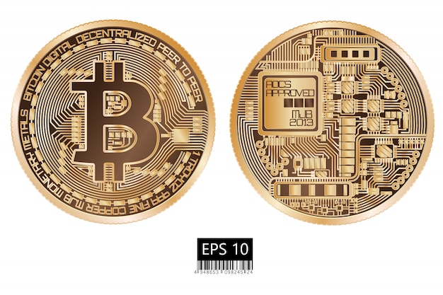 Intricate Golden Bitcoin Coin with Detailed Circuit Design | Jiffy Designs
