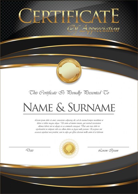 Elegant Certificate Design with Golden Accents and Placeholder Text ...
