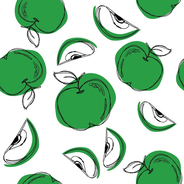 Vibrant Green Apple Slices Seamless Pattern | Jiffy Designs