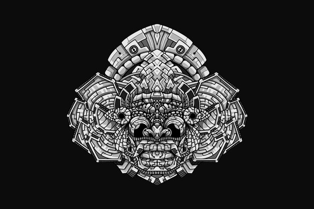 Intricate Monochrome Mask of Ornate Geometric Patterns and Symbols ...