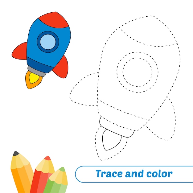 Playful Rocket Ship: Tracing and Coloring Fun | Jiffy Designs