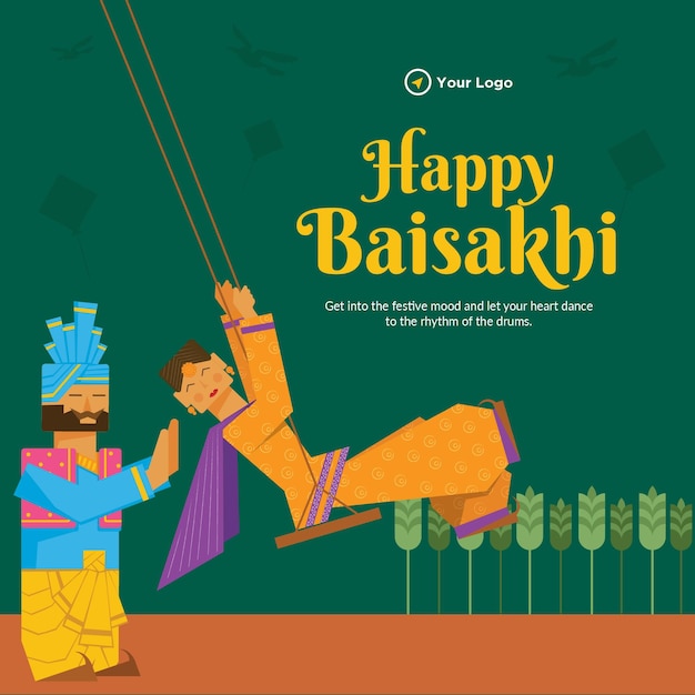 Vibrant Celebration of Baisakhi with Your Logo | Jiffy Designs