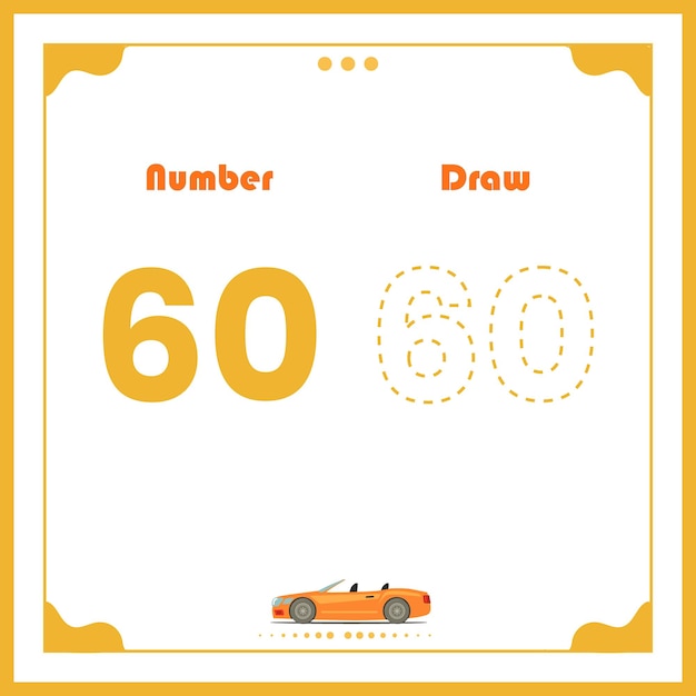 Vibrant Number 60 and Sketch Drawing of Sports Car | Jiffy Designs