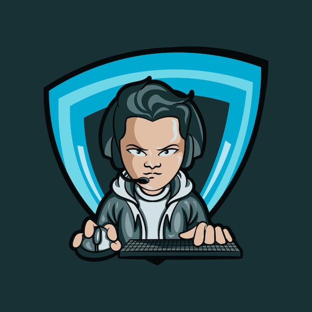Fierce Gamer Mascot with Intense Stare | Jiffy Designs