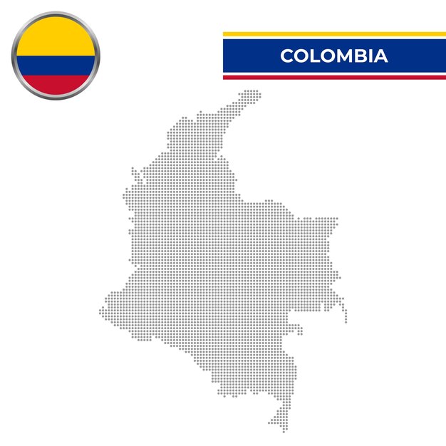 Dotted Map of Colombia with Flag and Country Name | Jiffy Designs