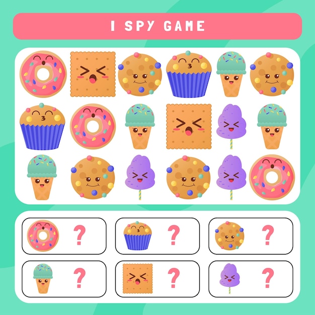 Delightful Dessert-Themed I Spy Game with Vibrant Kawaii Characters ...