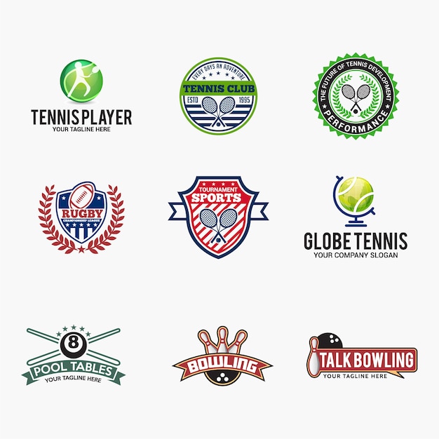 Vibrant Sports Emblems: Tennis, Bowling, and Globe-Trotting Adventures ...