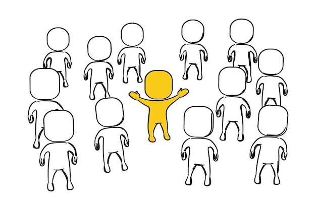 Unique Character Stands Out in Crowd of Silhouettes | Jiffy Designs