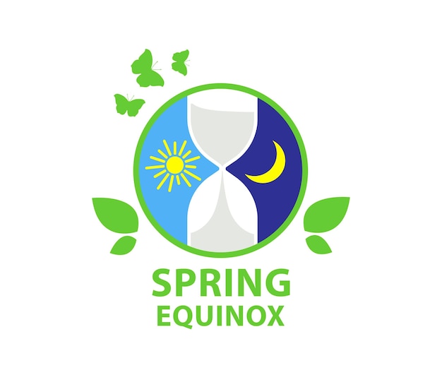 Spring Equinox Nature Emblem with Sun, Moon, and Leaves | Jiffy Designs
