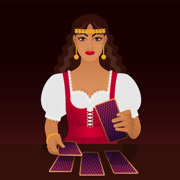 Enchanting Fortune Teller with Tarot Cards in Vibrant Style | Jiffy Designs