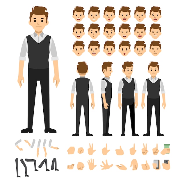Diverse Businessman Character Creation Kit with Customizable ...