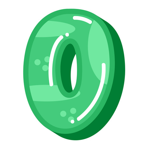 Cute Funny Number 0 Vector Illustration, Funny Cartoon Number Zero Font ...