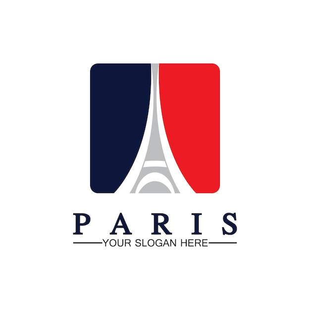 Iconic Eiffel Tower Emblem in French National Colors | Jiffy Designs