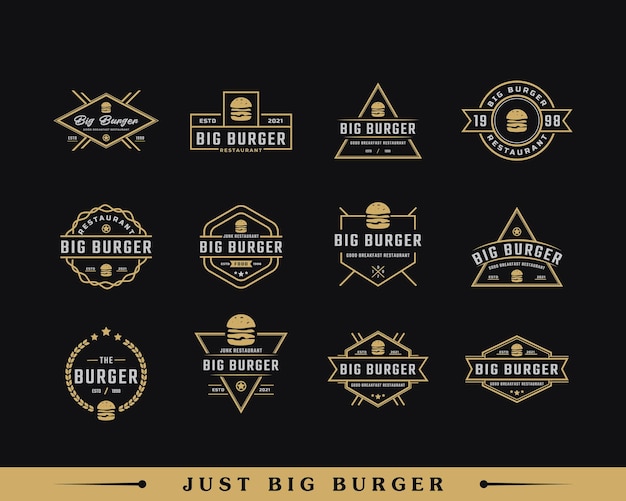 Diverse Collection of Vintage-Inspired Big Burger Logos and Badges ...