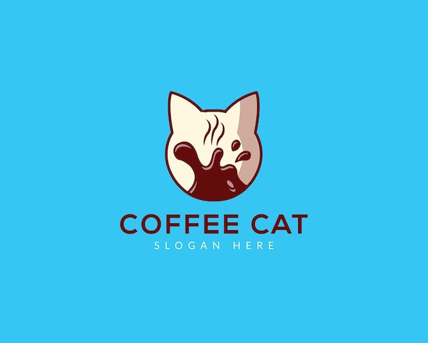 Charming Coffee Cat Logo Design with Playful Splatter | Jiffy Designs