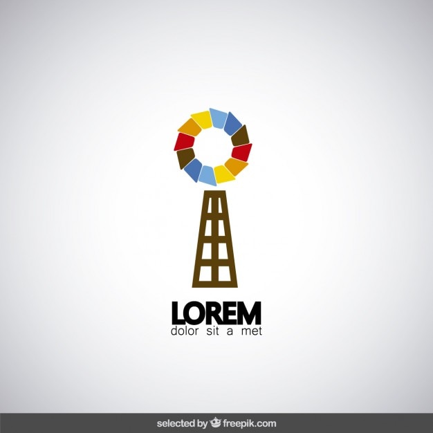 Colorful Pinwheel Atop Industrial Structure with Company Branding ...