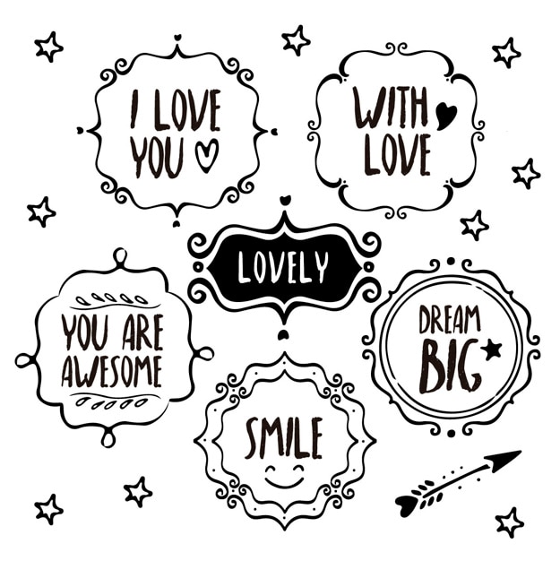 Heartwarming Doodle Collection with Motivational Phrases and Whimsical ...
