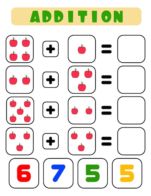Vibrant Apple Addition Worksheet for Early Learning | Jiffy Designs