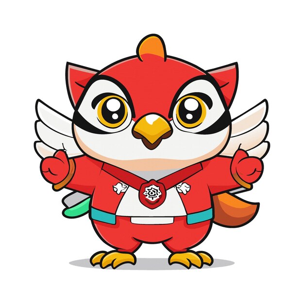 Adorable Winged Owl Mascot in Vibrant Red Costume | Jiffy Designs