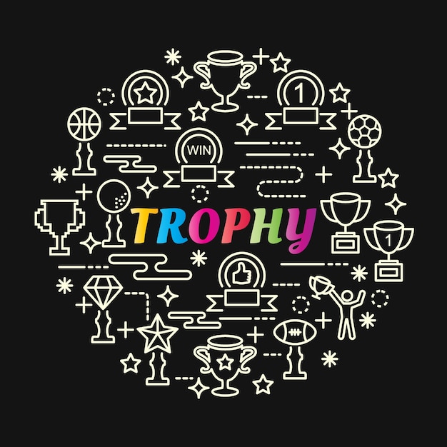 Vibrant Trophy Symbols Showcase Sporting Achievements | Jiffy Designs