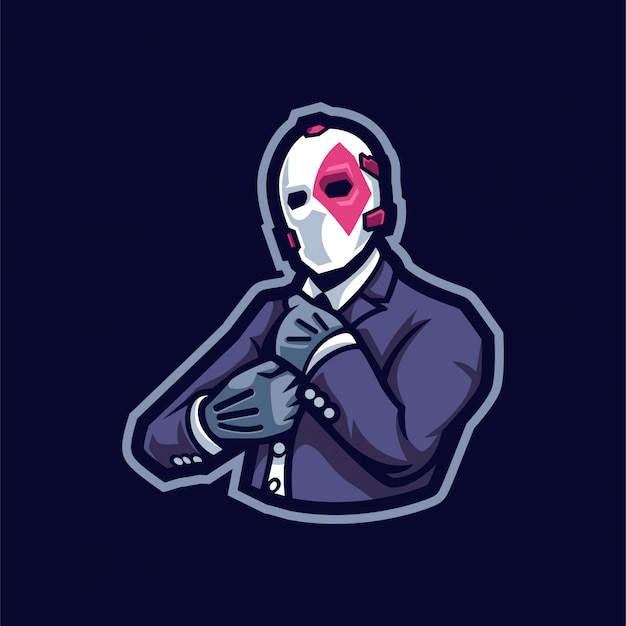 Mysterious Masked Figure in Formal Attire on Dark Background | Jiffy ...