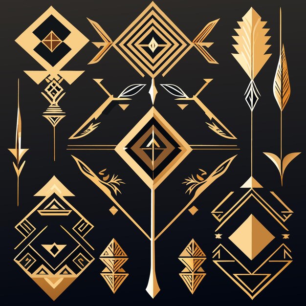 Captivating Collection of Geometric Gold Symbols and Arrows | Jiffy Designs