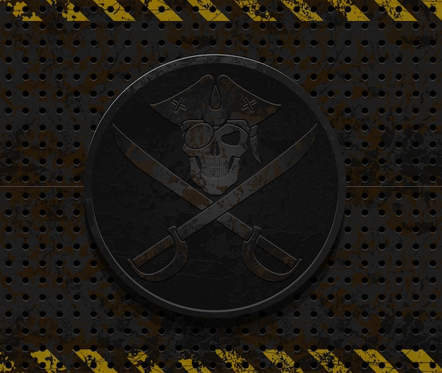 Ominous Skull and Crossbones on Grungy Metal Background | Jiffy Designs