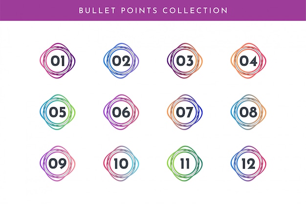 Vibrant Bullet Point Icons with Numbered Rings | Jiffy Designs