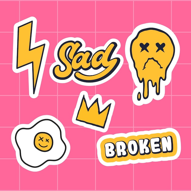 Vibrant Sticker Collection Featuring Emotive Symbols | Jiffy Designs