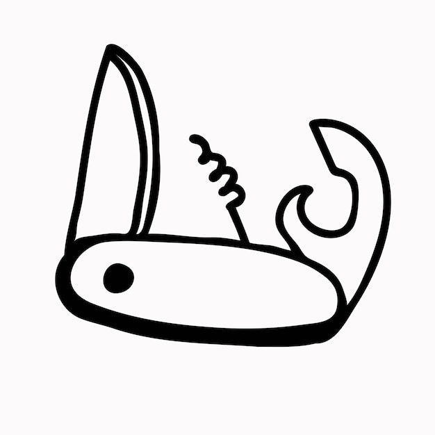 Whimsical Pocket Knife Silhouette in Minimalist Black and White | Jiffy ...