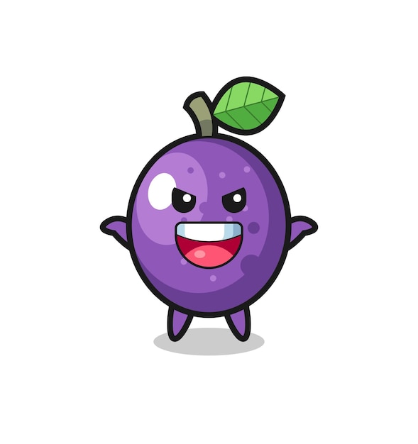 Adorable Cartoon Plum Character with Cheerful Expression | Jiffy Designs