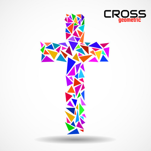 Christian Cross Of Triangles. Religious Symbol. Vector Illustration ...