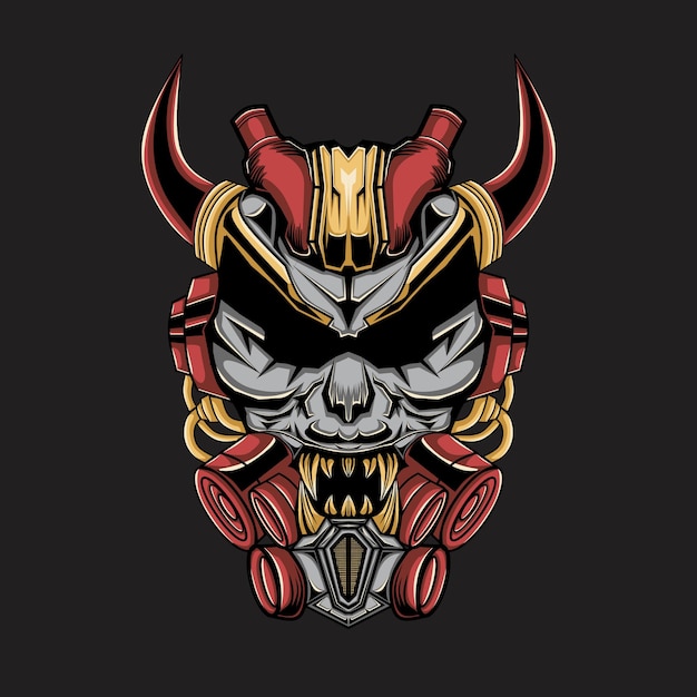 Fearsome Samurai Demon Mask with Fierce Horns and Fangs | Jiffy Designs