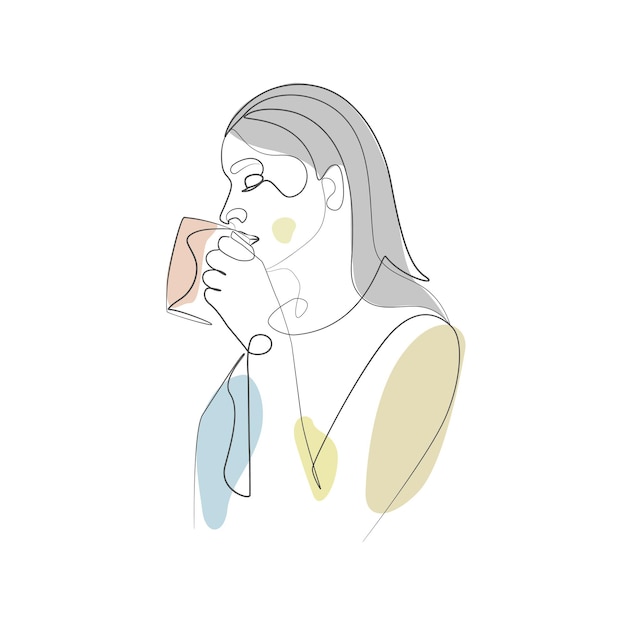 Minimalist Line Drawing of a Thoughtful Woman | Jiffy Designs