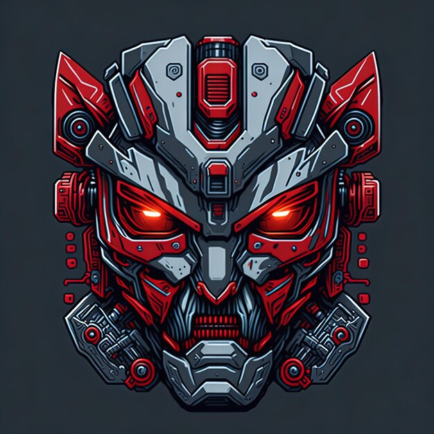Futuristic Mech Warrior Mask with Glowing Red Eyes | Jiffy Designs