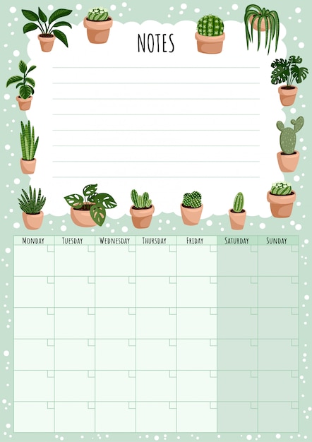 Vibrant Potted Plants Calendar with Whimsical Illustrations | Jiffy Designs