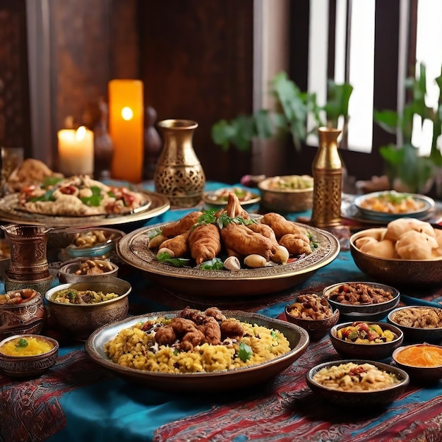 Vibrant Middle Eastern Feast Adorned with Aromatic Spices and Flavors | Jiffy Designs