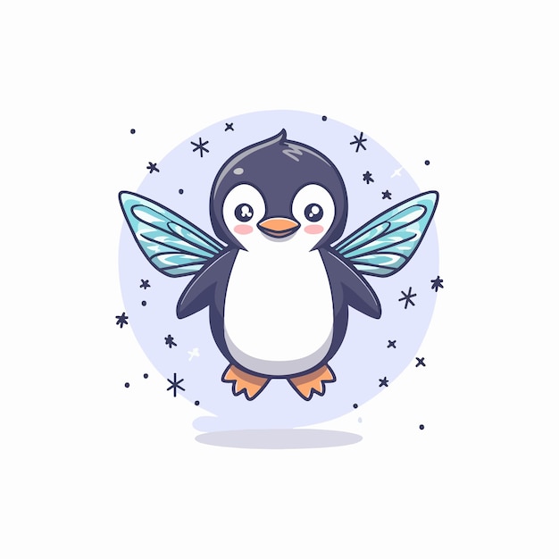 Whimsical Winged Penguin Frolicking in Starry Night Sky | Jiffy Designs