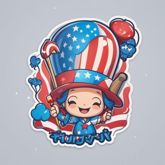 Patriotic Chibi Character Celebrating American Pride | Jiffy Designs