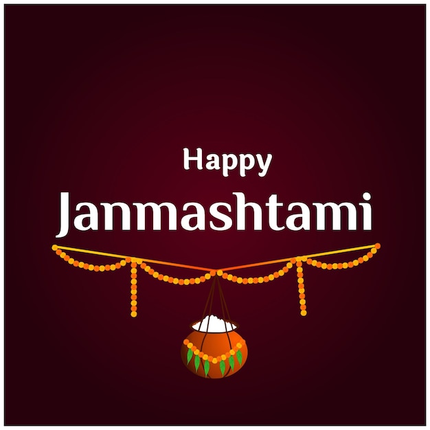 Vibrant Janmashtami Celebration with Ornate Garlands and Pot | Jiffy ...