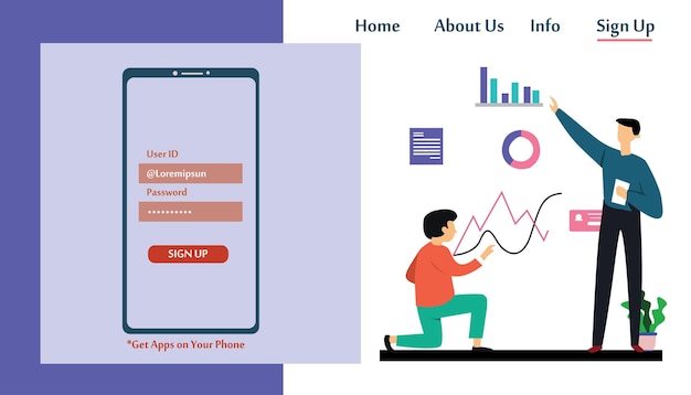 Smartphone Login Screen and Business Analytics Dashboard | Jiffy Designs