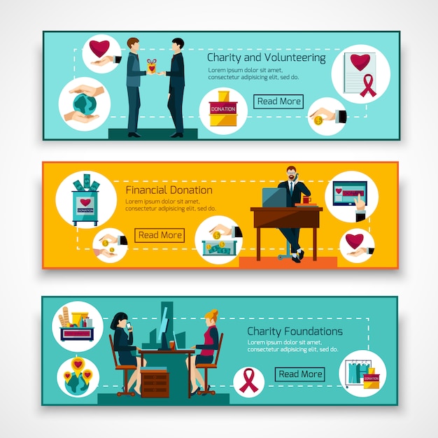 Charity and Donation Illustration Collection with Diverse Elements ...