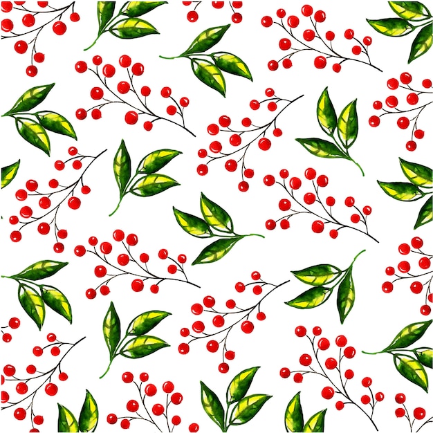 Vibrant Red Berry Pattern on White Background | Jiffy Designs