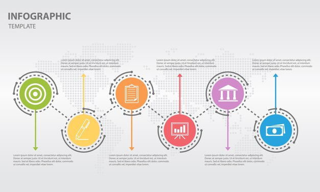 Colorful Infographic Template with Circular Nodes and Descriptions ...