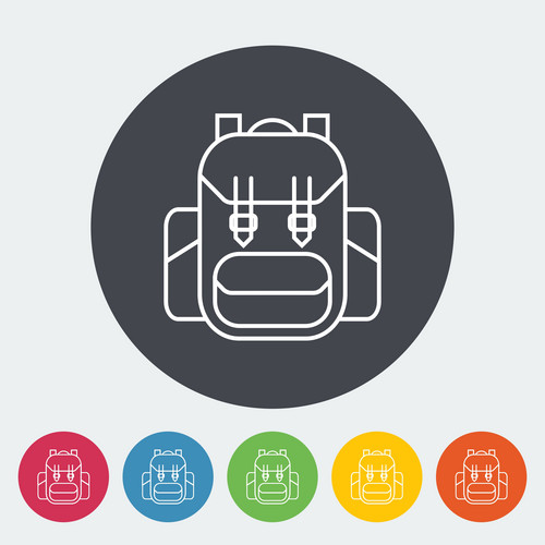 Rucksack. Single Flat Icon On The Circle. Vector Illustration | Jiffy ...