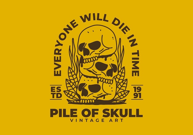 Vintage Skull Pile with Wheat and Typography | Jiffy Designs
