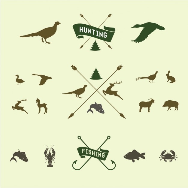 Rustic Wilderness Symbols: Hunting, Fishing, and Wildlife Icons | Jiffy ...