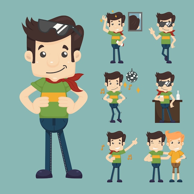 Quirky Cartoon Character Collection with Diverse Poses and Emotions ...